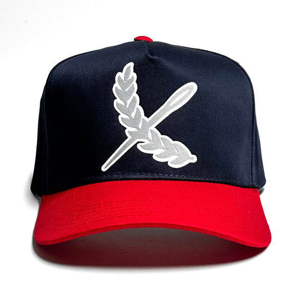 Classic Imperial 5 Panel Cap - Navy / Red / Grey - topthreads