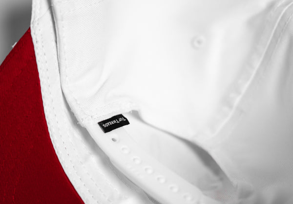Classic Imperial 5 Panel Cap - White / Red / Black - topthreads