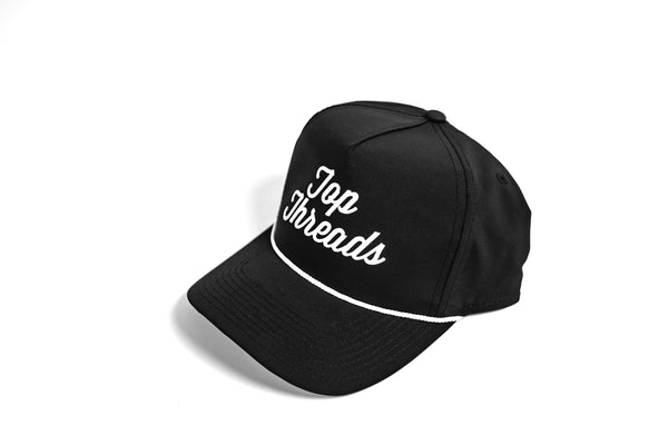 Wedge 5 Panel Cap - Black - topthreads