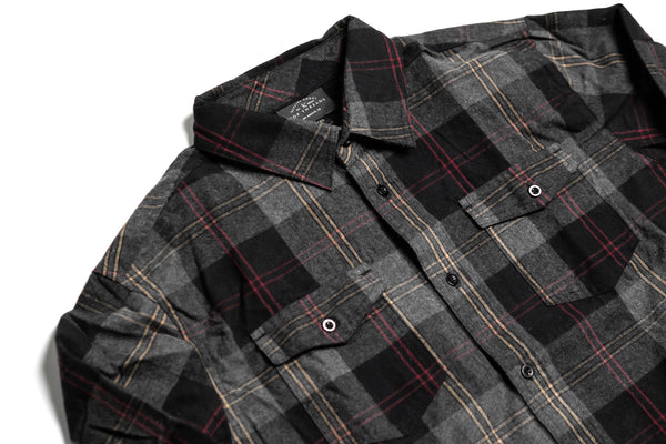 Cuffed Flannel - Black / Steel - topthreads