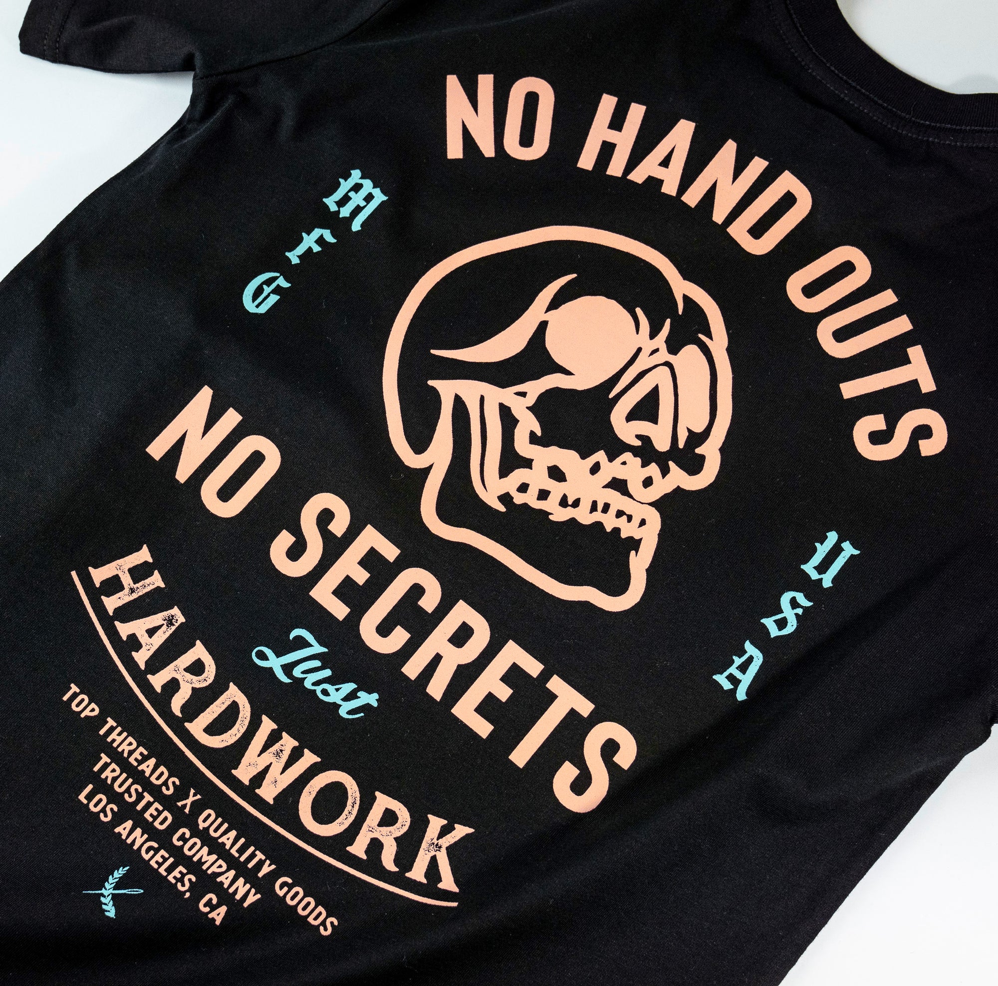 NO HAND OUTS TEE - BLACK/ORANGE - topthreads
