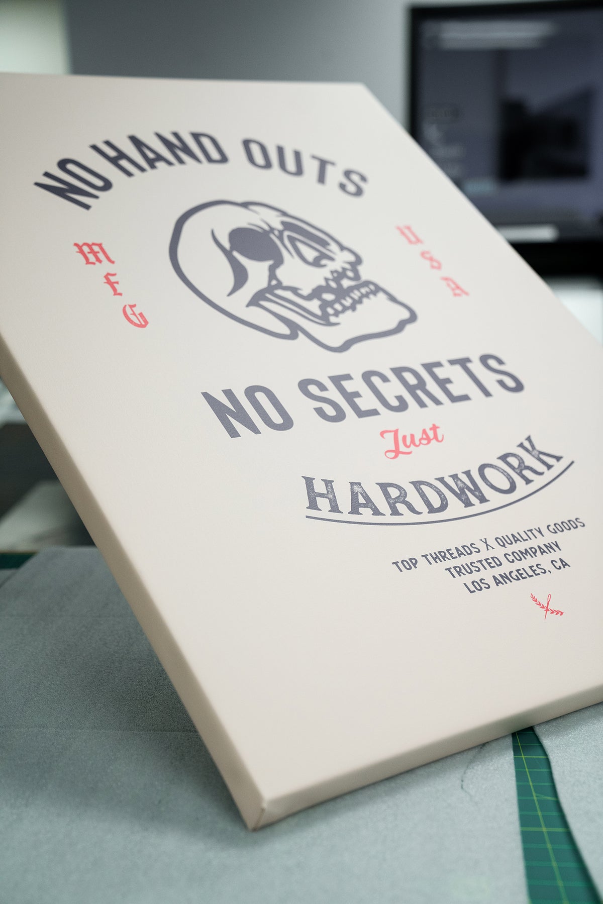 No Handouts Canvas - Cream - topthreads