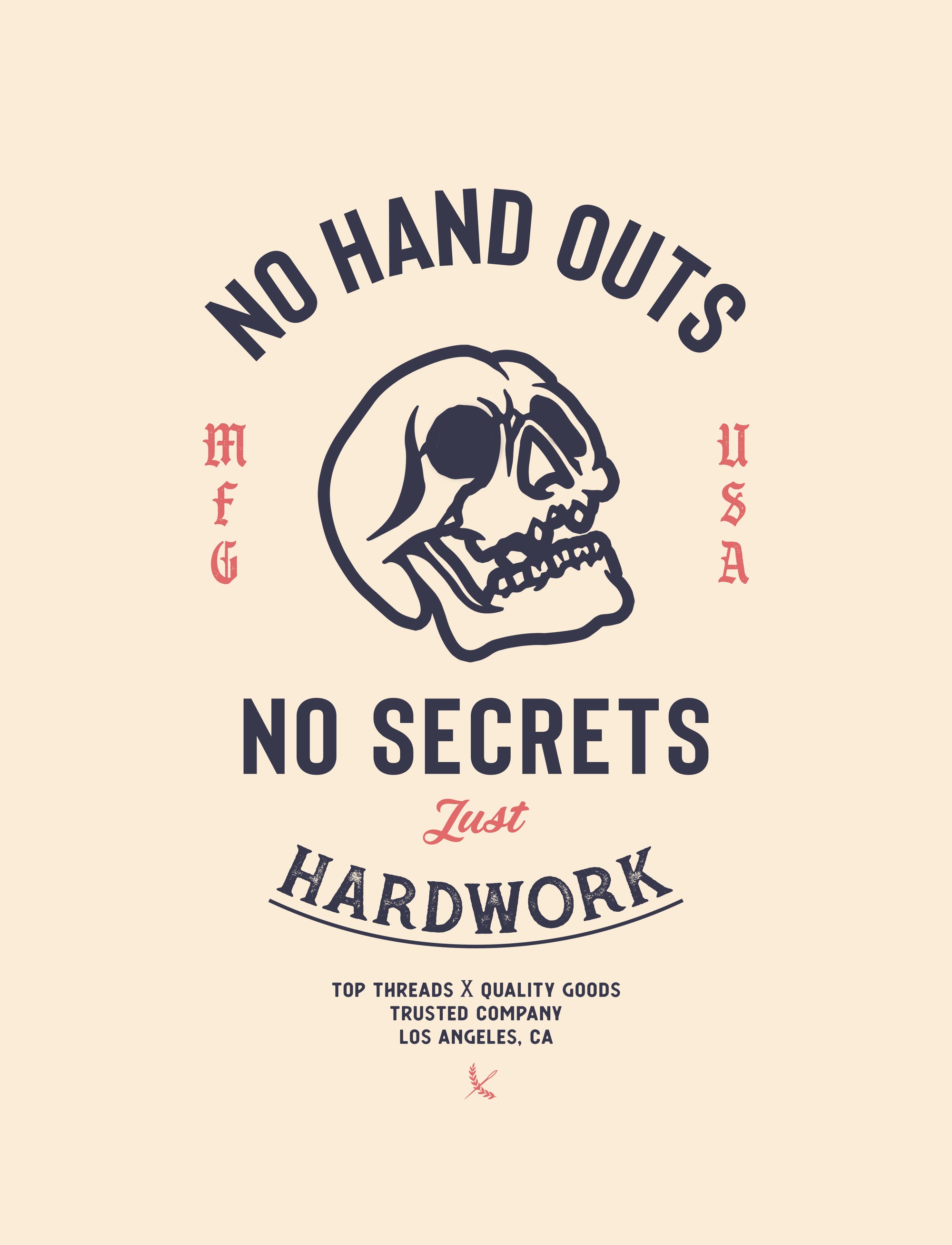 No Handouts Poster - Cream - topthreads