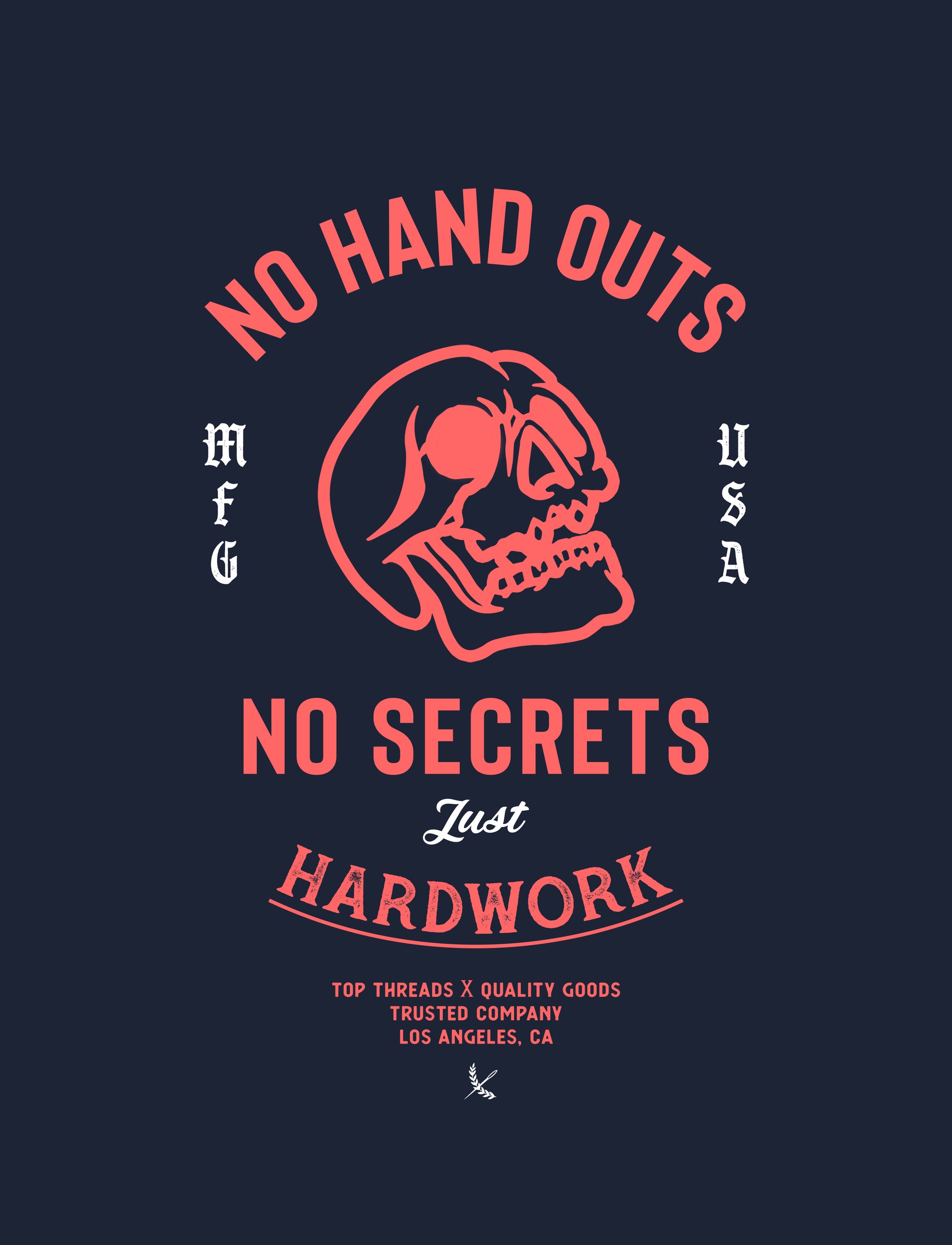 No Handouts Poster - Navy - topthreads