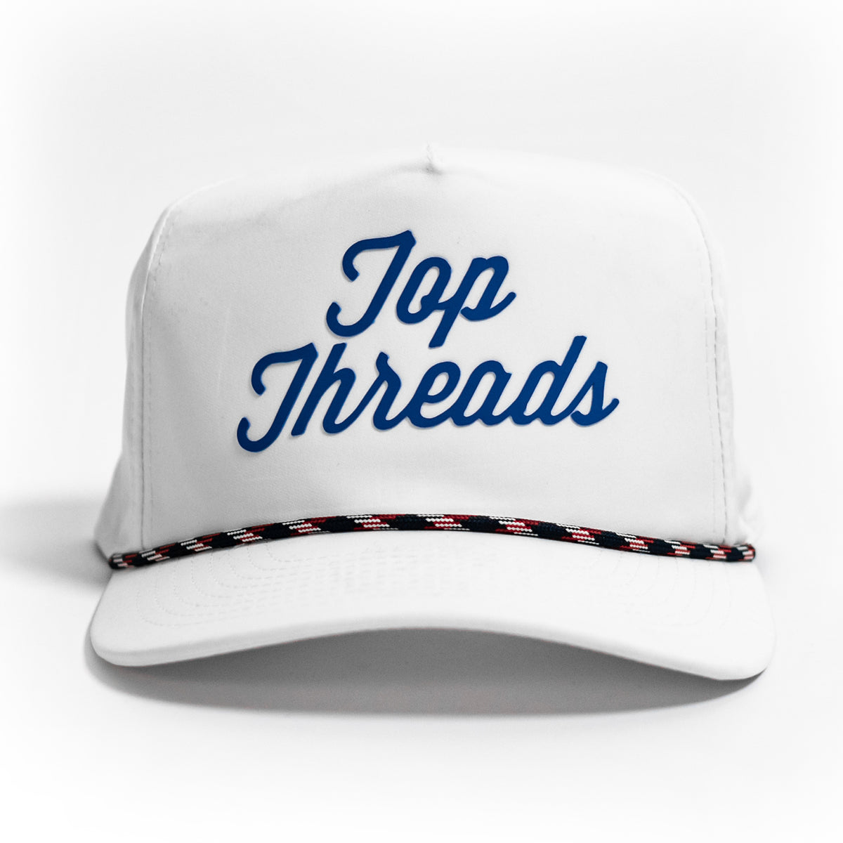 Wedge 5 Panel Cap - White Blue - topthreads