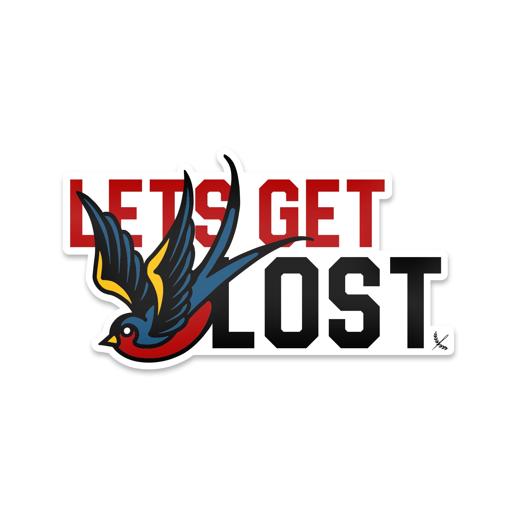 Lets Get Lost Sticker - Black / Red